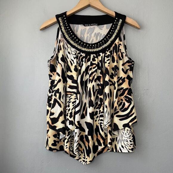 Zac & Rachel | Tops | Mobwife Glam Size Medium Tiger Print Tiered ...